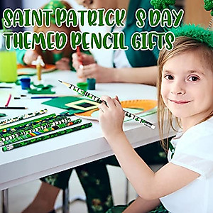 St Patrick's Day Pencils with Eraser Wood Shamrock Pencils Lucky Shamrock School Pencils Cute Green Pencils for St Patrick's Day Party Kids Awards Classic Holiday School Supplies (40)