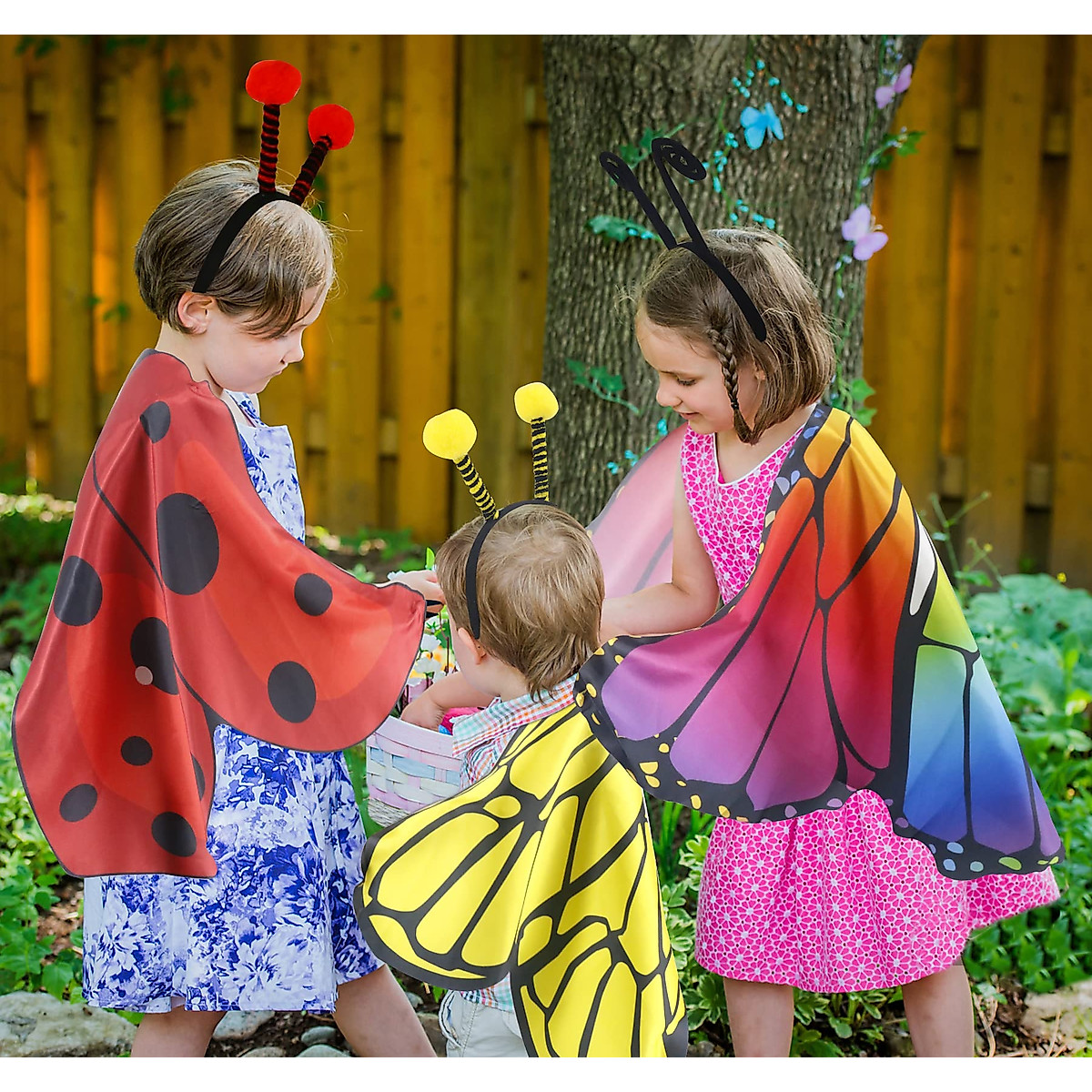 Creatoy Kids Butterfly-Wings-Costume Toddler Lady-Bug Bumble-bee Costume for Boys Girls Dress Up Clothes for Play Bug Insect Birthday Party Supplies Halloween Favors