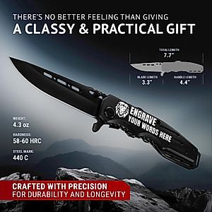 Gifts for Men - Pocket Knife - Personalized & Bulk - Customized Folding Knives - Best Gift Idea for New Year Christmas - Gift for Him Her - Secret Santa for Dad Husband Stocking Stuffers for Men Women 6681 FB