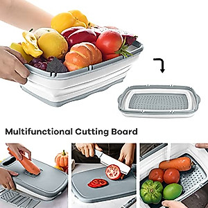 Gintan 9-in-1 Collapsible Cutting Board and TPU Cutting Board, BPA-Free, With Knife,2 Item Bundle