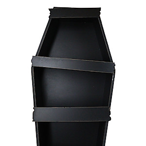 Ebros Gothic Graveyard Creepy Oddity Light Duty Black Coffin Casket Cabinet Shelving Display Wall Hanging Floating MDF Wood Shelf with 4 Tiers 30" Tall 12.5" Wide