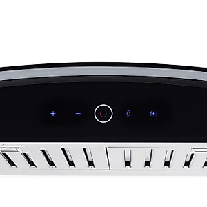 Hauslane | Chef Series Range Hood 30" WM-639 Wall Mount Range Hood | Contemporary Stainless Steel Tempered Glass Stove Ventilation | 3 Speed, Touch Control, Baffle Filters| Vented or Ductless