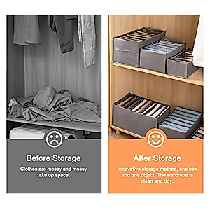 SLDHFE Wardrobe Clothes Organizer 7 Grid, Non-Woven Fabric Closet Drawers Storage Organizers for Jeans Pants Baby Bra Underwear Shirt Folded Sweater Clothing (M)