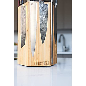 360KB MAX ™ - magnetic rotating knife block - w/top slots, capaciy for 20+ knives - largest in the 360 Knife Block ® family. (Honey Bamboo)