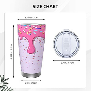 AYCZN Donut Dessert 20 OZ Tumbler Stainless Steel Travel Coffee Mug, Colorful Sprinkle Insulated Water Bottle with Lid Leakproof Thermal Cup