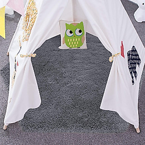 junovo Ultra Soft Rug for Nursery Children Room Baby Room Home Decor Dormitory Hexagon Carpet for Playhouse Princess Tent Kids Play Castle, Diameter 4.6 ft, Grey