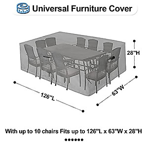 OutdoorLines Outdoor Waterproof Patio Table Furniture Set Covers - Rectangle Couch Sectional Cover Outside Weatherproof Patio Furniture Covering for Deck, Lawn and Backyard 126"L x 63"W x 28"H, Gray