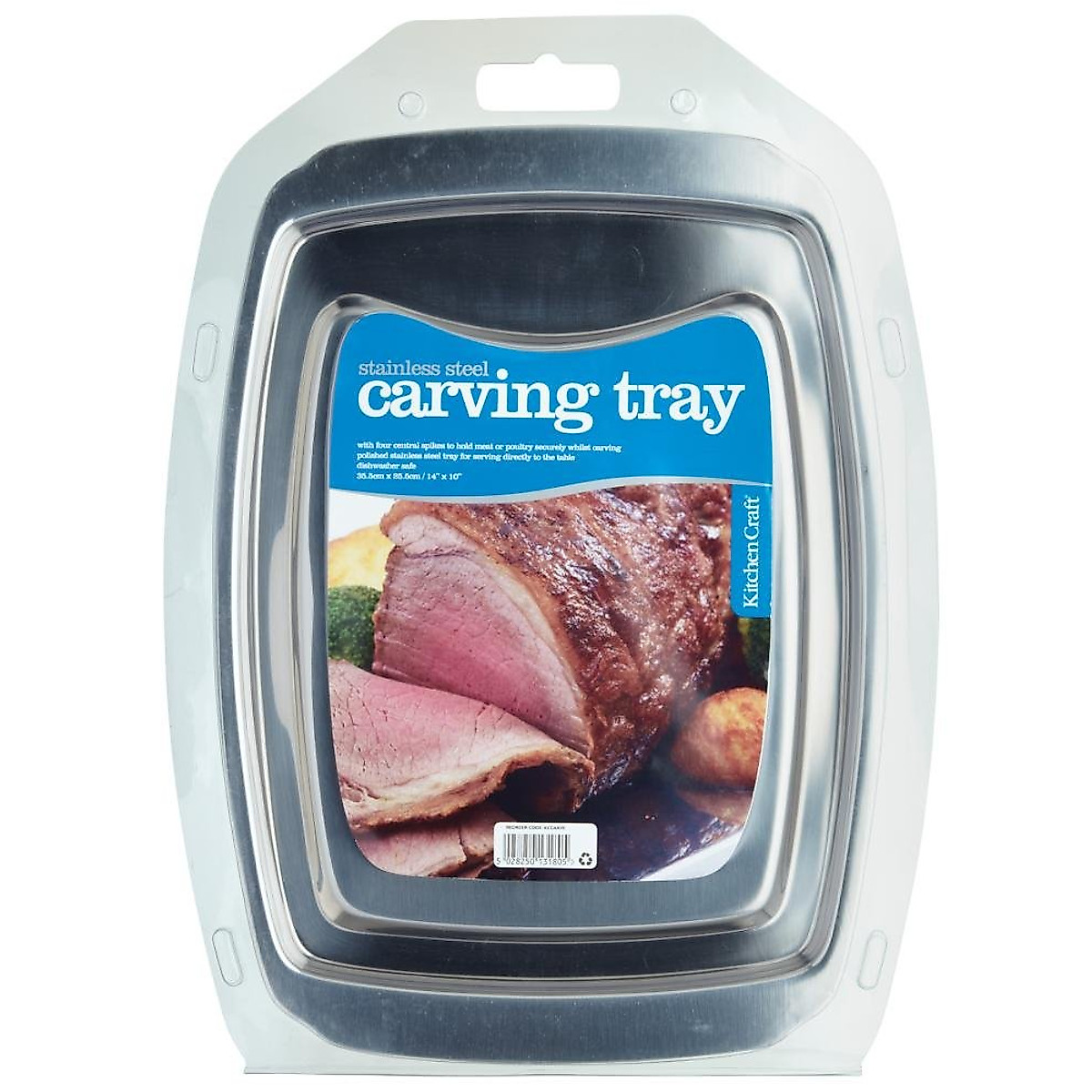 MasterClass Spiked Carving Tray, Stainless Steel, Silver, 38 x 26.5cm