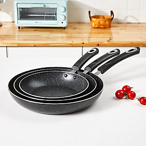 HooJay Nonstick Frying Pan Set-3-Pieces Skillet Set Induction Compatible,8 Inch,9.5 Inch and 11 Inch