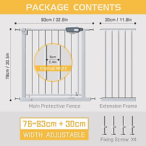 Dokicat Baby Gate,Baby Gates 29-33/41-45 inches,Extra Tall Pet Gate,Tall Baby Gate,Dog Gates for House,Baby Gates for Doorways,Pressure Mounted Baby Gate, No Drill Baby gate