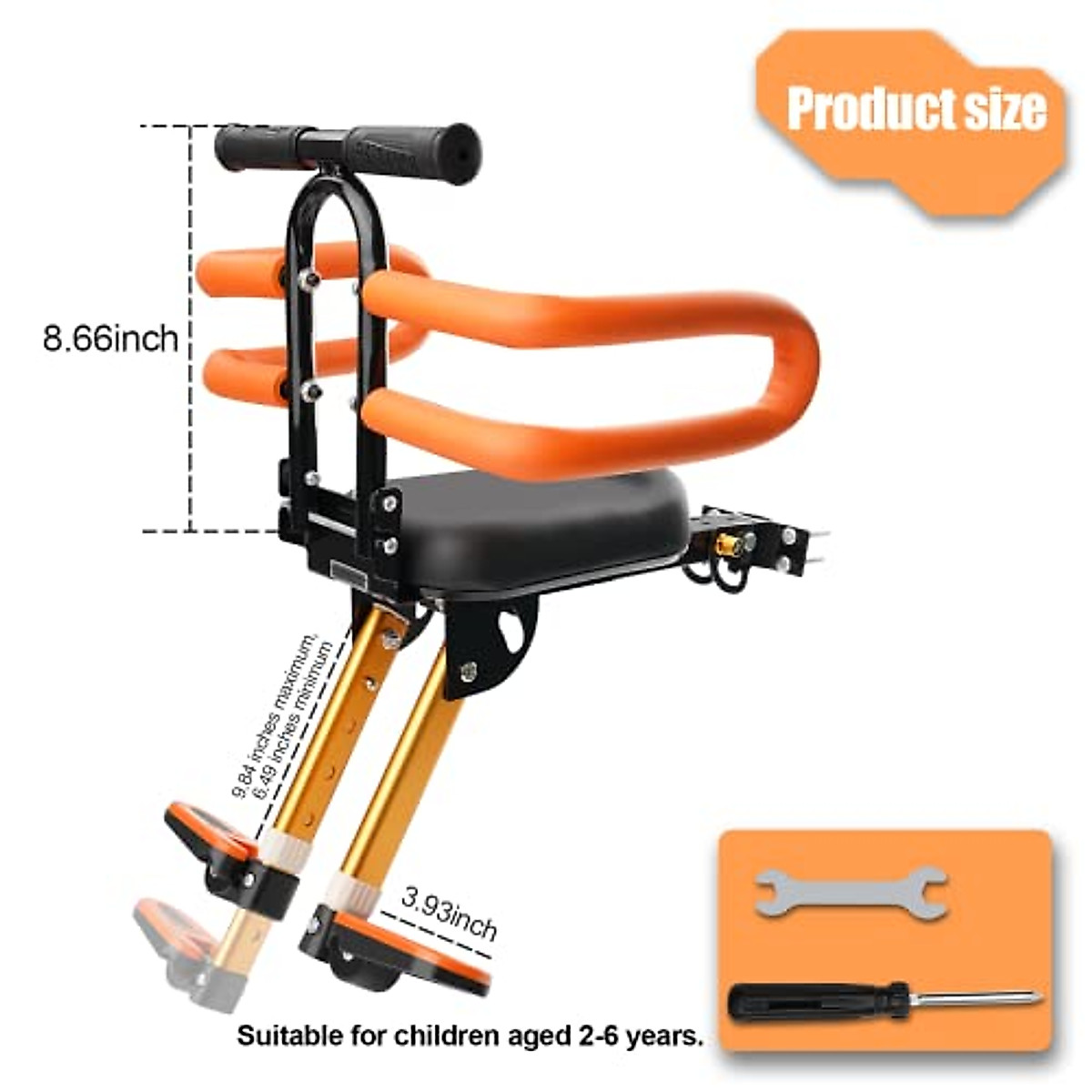 OUSEXI Child Bike Seat, Kids Bike Seat for Adult Bike,Retractable Baby Bike Seat Front Mounted, Toddler Bike Seat for Children 2~6 Years