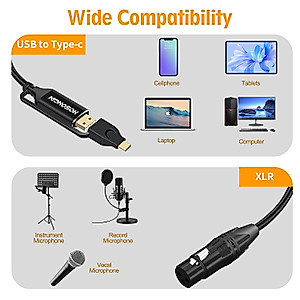 HOSONGIN 1/4 inch to XLR Cable, 1/4 inch Stereo Female to XLR Male Adapter Cable, 12 inch