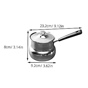 SHERCHPRY Milk Frothing Pitcher Stainless Steel Melting Pots Mini Milk Pot Butter Warmer Pan Miniature Saucepan Turkish Coffee Maker Soup Pot with Lid Cover for Kitchen 700ml Espresso Accessories