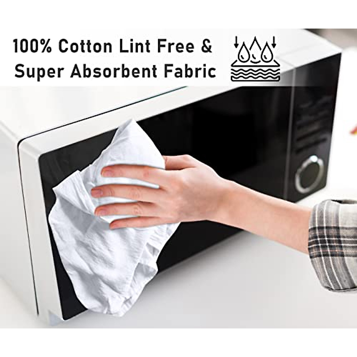 RUVANTI Flour Sack Towels 12 Pack 28"x28", Ring Spun 100% Cotton Flour Sack Dish Towels, Machine Washable, Absorbent Tea Towels - Flour Sack Kitchen Towels for Drying & Cleaning - White