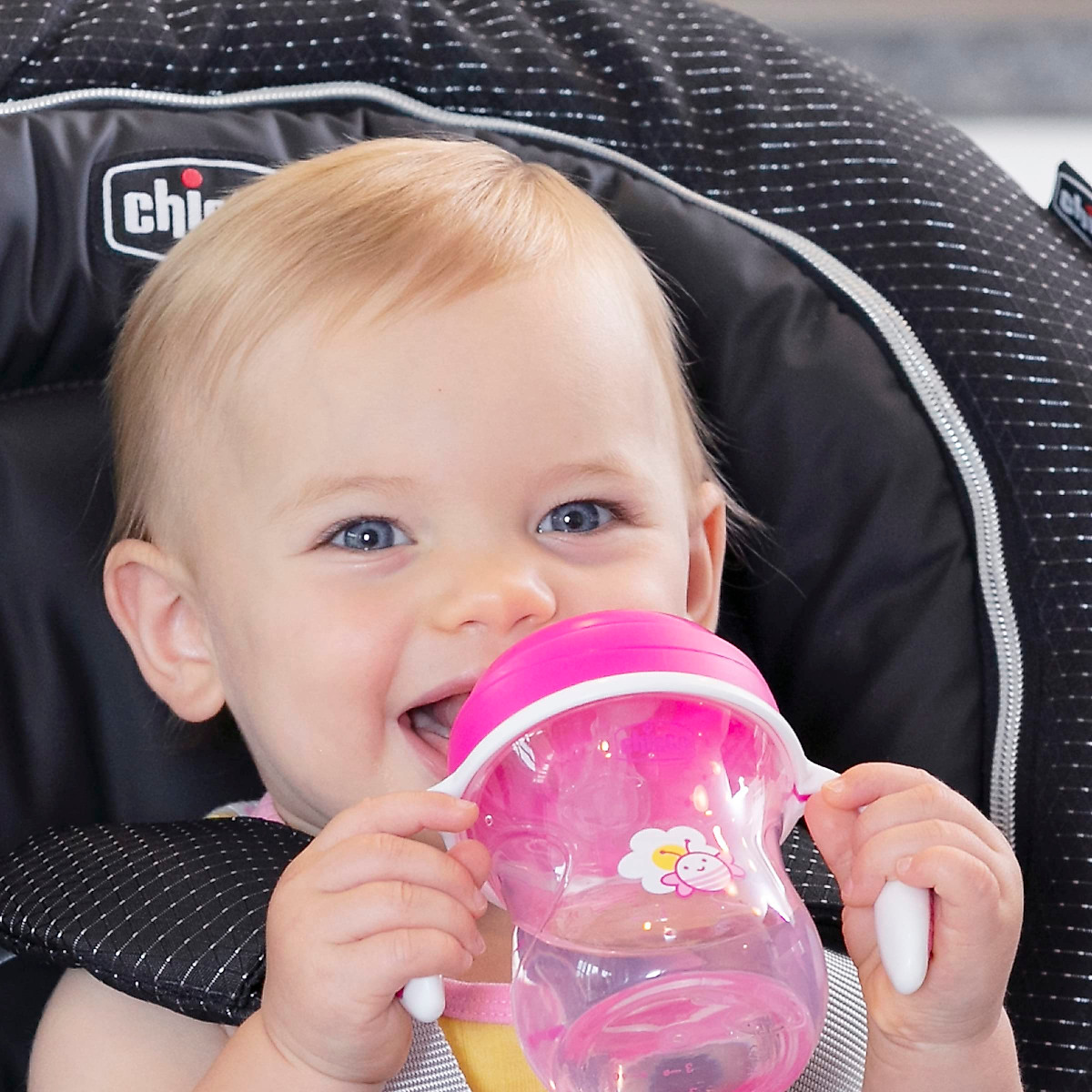 Chicco Semi-Soft Trainer with Bite-Resistant Spout and Spill-Free Lid 7oz.| Removable, Non-Slip Handles | Top-Rack Dishwasher Safe | Easy to Hold Ergonomic Indents | Pink| 6+ Months