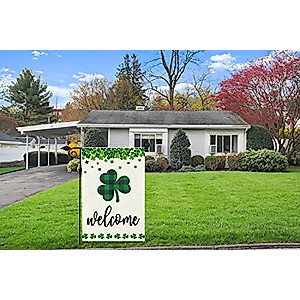 Welcome St Patricks Day Garden Flag 12.5x18 Inch Double Sided, Spring Holiday Farmhouse Yard Outdoor Decor