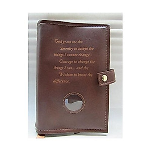 Deluxe Double Alcoholics Anonymous AA Big Book & 12 Steps & 12 Traditions Book Cover Medallion Holder Brown