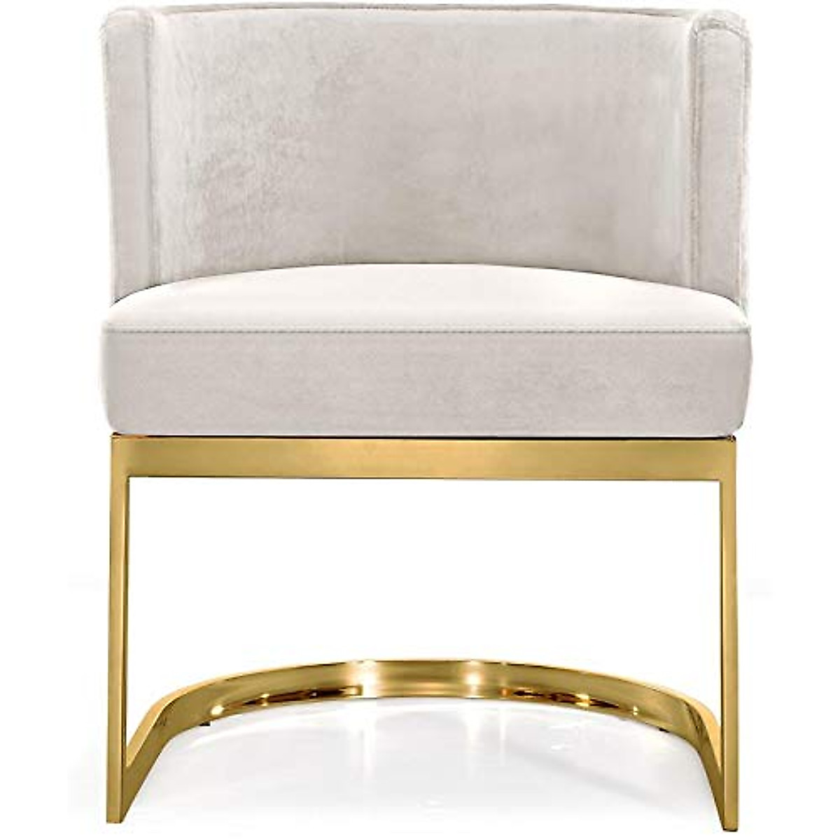Meridian Furniture Gianna Collection Modern | Contemporary Velvet Upholstered Dining Chair with Durable Stainless Steel Base in Rich Gold Finish, 24" W x 22" D x 29.5" H, Cream
