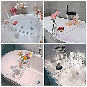 CXNGD Luxury Acrylic Bath Tray Transparent Waterproof Bathtub Trays Clear Bath tub Tray Caddy, 32.3 * 7.87 * 1.18in