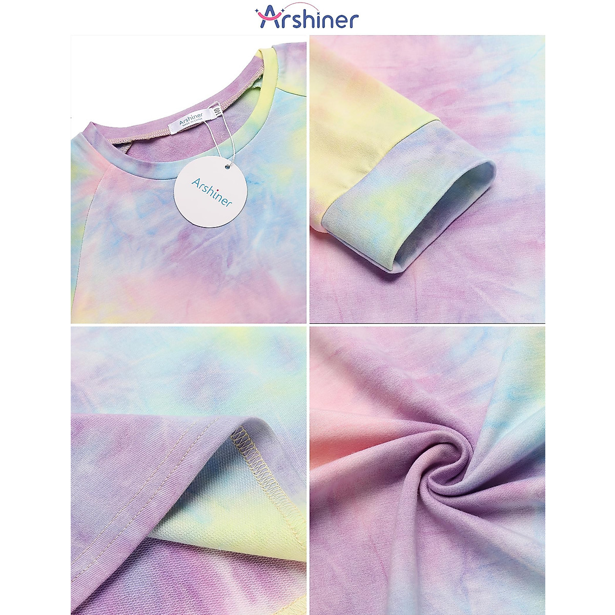 Arshiner Kids Girls Tie Dye Long Sleeve Casual Loose Crewneck Sweatshirts for 4-5T