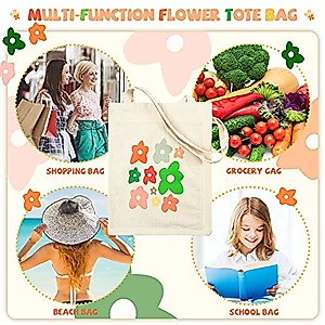 Frienda Aesthetic Canvas Tote Bag Floral Shopping Bag Flower Reusable Grocery Bag for Women Camping Travel Birthday Party FavorsCute Style