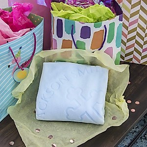 Custom Catch Personalized Baptism Baby Blanket Gift - Boy or Girl Christening - Name and Date (2 Text Lines)