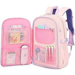 Gazigo Girls Backpack Elementary School, Bunny Backpack for girls Cute Kids Laptop Bag Kindergarten Preschool Bookbag Mochila Para 5.6.7.8.9.10 Niñas(Only Backpack Pink)