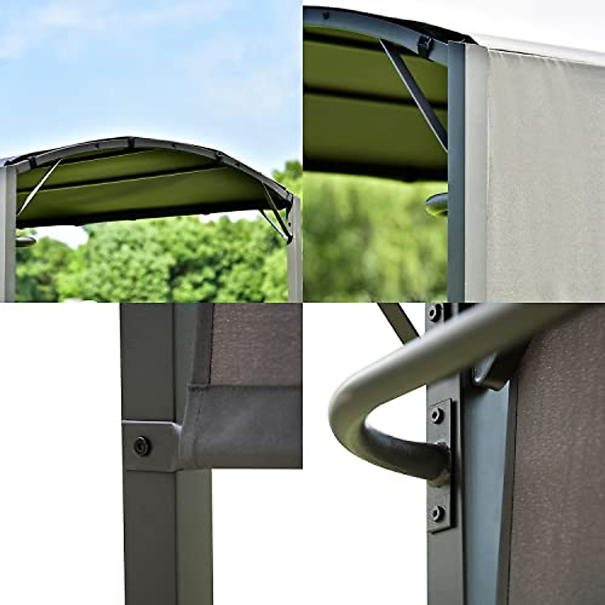 Durx-litecrete BBQ Grill Gazebo with Weather-Resistant Sunshade,7x5 Grill Canopy for Outdoor with Serving Shelf and Hooks, Steel Construction Grill Shelter for Backyard/Patio