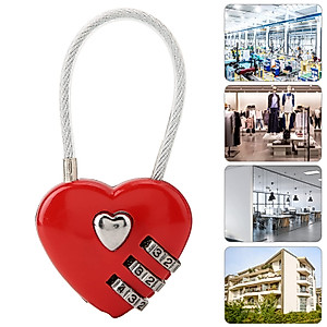 Heart Shaped Lock, 3 Digit Mini Lock, with Love Heart Wire Rope, Password Lock for Luggage, Backpack, Jewelry Box, Entrance Locker