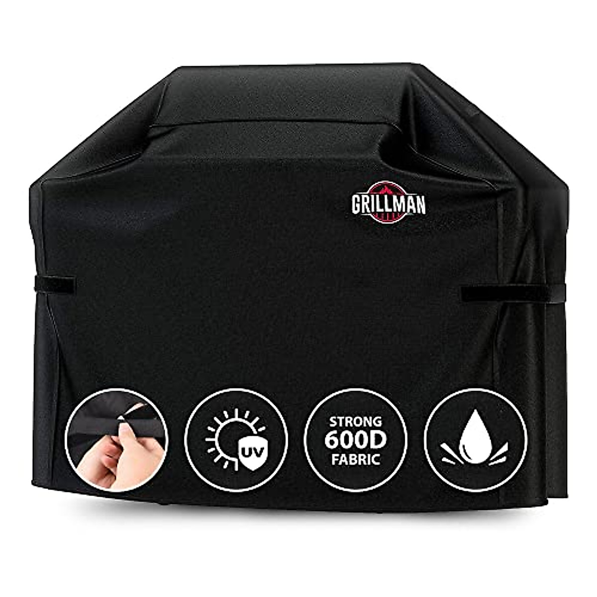 Grillman Premium BBQ Grill Cover. Rip-Proof & Waterproof (58" L x 24" W x 48" H, Black) Top Heavy Duty Large Grill Cover for Weber Spirit, Genesis, Charbroil, etc. Barbecue Cover and Gas Grill Covers
