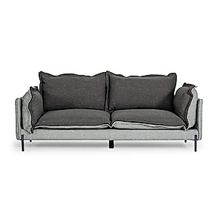 Limari Home Roch Collection Modern Style Living Room Fabric Upholstered Sofa with Titanium Alloy Metal Legs, Gray