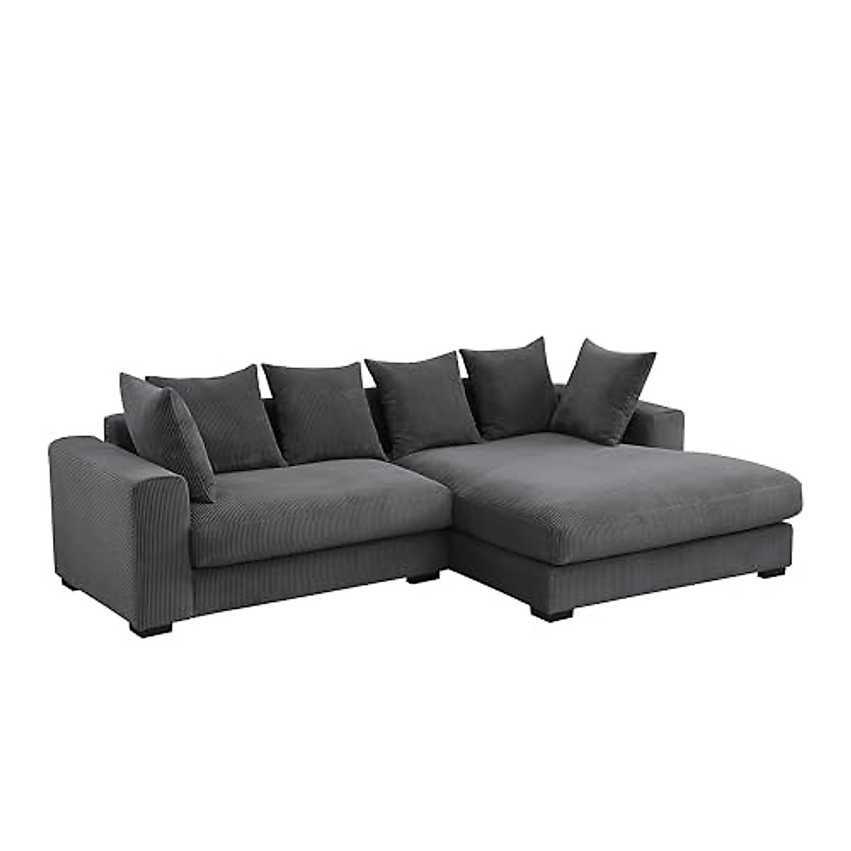 ERYE Oversized 2 Piece Right Facing Sectional Sofa Couches for Living Room, 109.75-Inch L Shaped Convertible Corduroy Upholstered Sofa&Couch with Left Chaise Lounge Daybed