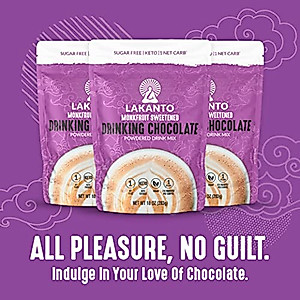 Lakanto Sugar Free Drinking Chocolate - Cold or Hot Cocoa Powder Mix, Shelf Stable Probiotics, Monk Fruit Sweetener, Keto Diet Friendly, Vegan, Dutch Cocoa, Gourmet Taste (Original - 10 oz)