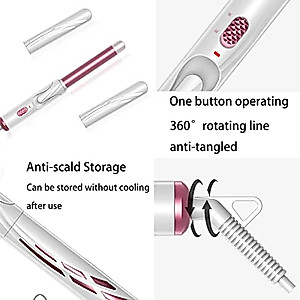 ABHI 2 in 1 Ionic Hairstyling Flat Irons & Hair Curler with Dual-Layer 200°C Constant Temperature Travel Straightening Styler 28mm/22mm Straight and Curl Hair Iron Straightener - White