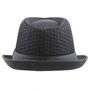 The Hat Depot Light Weight Classic Soft Cool Mesh Crushable Fedora hat (L/XL, Black)