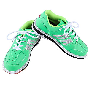 Womens Bowling Shoes Lightweight Comfort Bowling Trainers Non-Slip Leather,Green,7.5