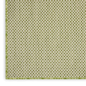 Nourison Courtyard Indoor/Outdoor Ivory Green 2' x 3' Area Rug, Geometric, Easy Cleaning, Non Shedding, Bed Room, Living Room, Dining Room, Deck, Patio, Backyard (2x3)