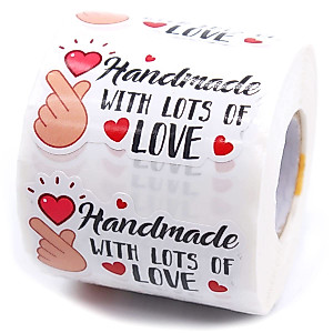 Cute Hand Made with Love Stickers,Funny Handmade with Lots of Love Business Stickers,Handmade Stickers,Handmade Package Stickers,Mail Envelopes Stickers for Small Business 500 PCS