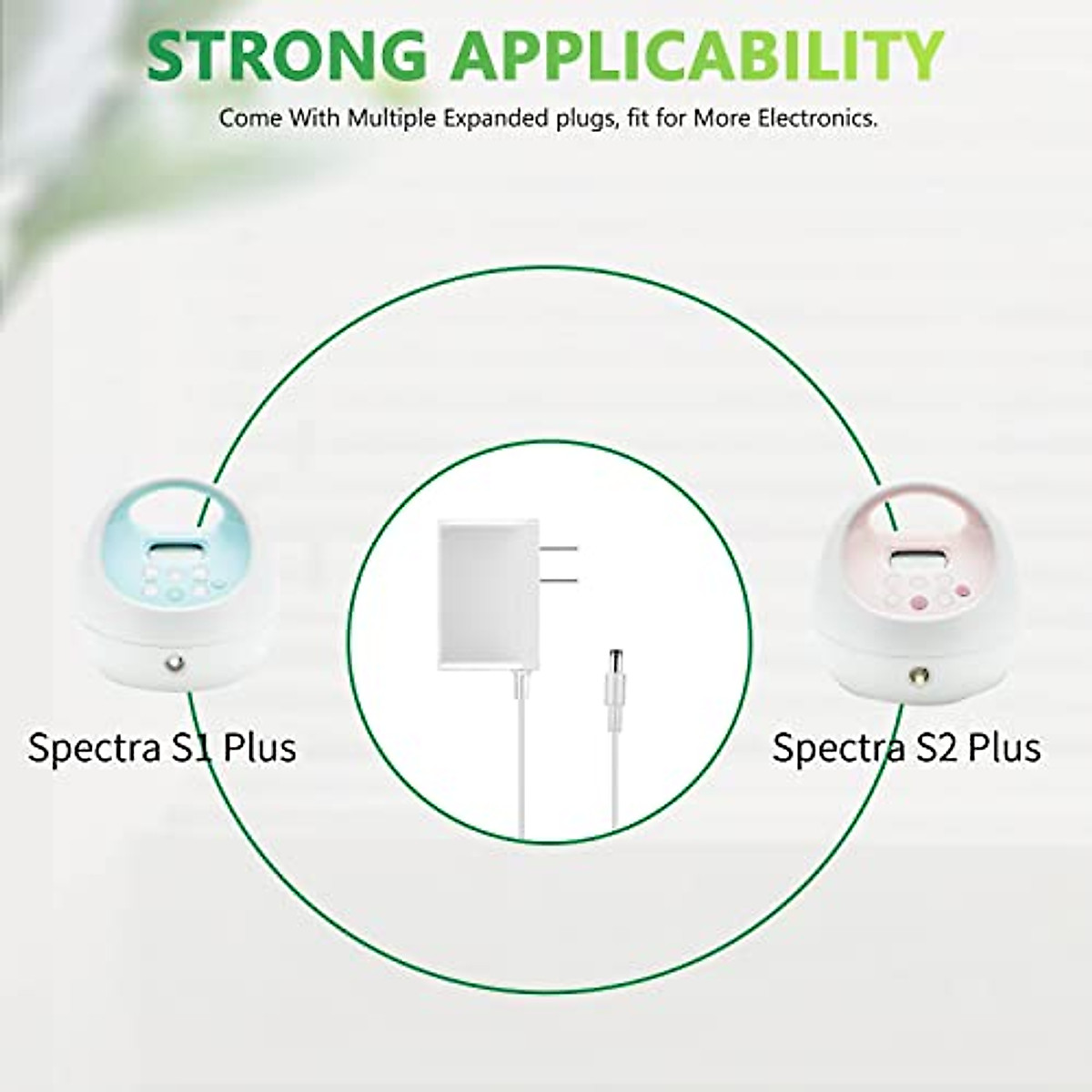 Czepa Power Supply Charger Compatible with Spectra Electric Breast Pump S1 / S2 / SPS100 / SPS200 / 9 Plus Replacement 12V Charging Adapter (White)