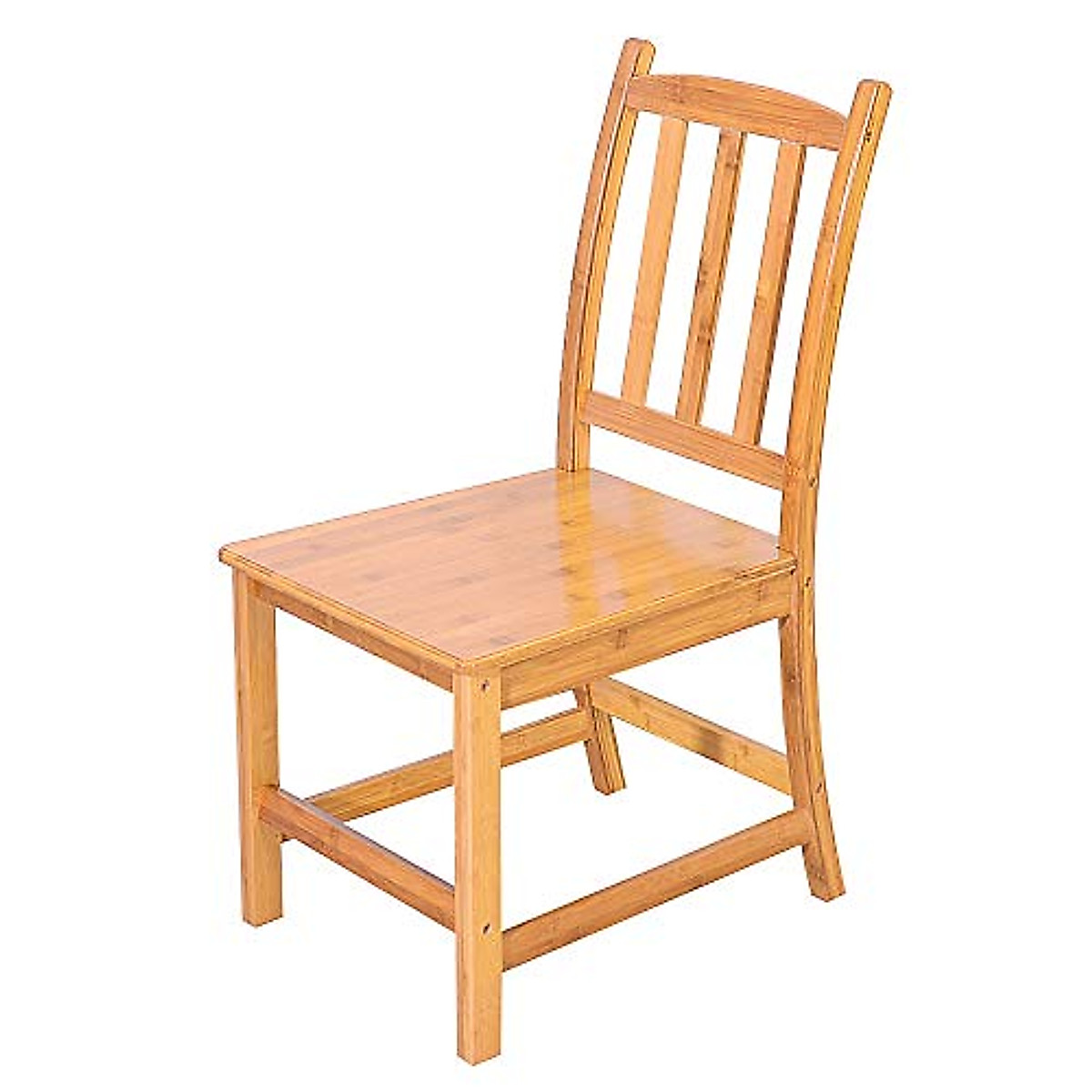 2pcs Bamboo Dining Chairs Simple Design Wooden Bedroom Study Chairs High-Back Wood Natural Color