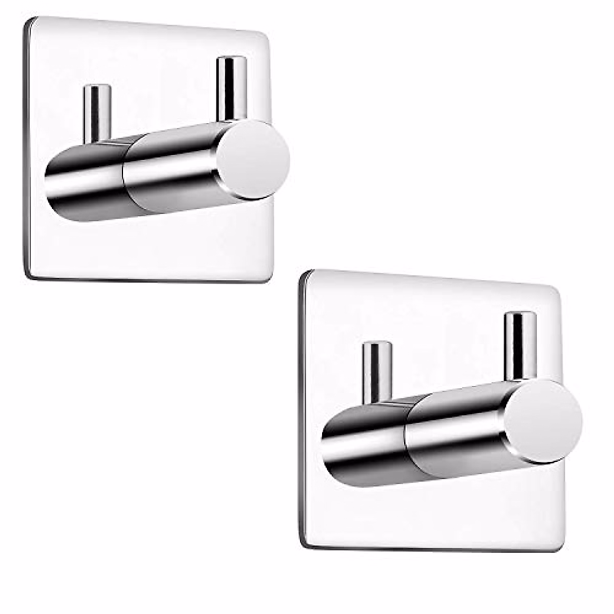 Celbon 4PC Bath Towel Hook Self Adhesive Black Sticky SUS 304 Stainless Steel Robe Hooks Robe Hook Heavy Duty Door Hooks Hanger for Bathrooms,Kitchen,Lavatory Closet (4PC, Chrome Square)… (2PC)