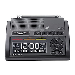 Midland - WR400, Deluxe NOAA Emergency Weather Alert Radio - S.A.M.E. Localized Programming, 80+ Emergency Alerts, & Alarm Clock w/ AM/FM Radio