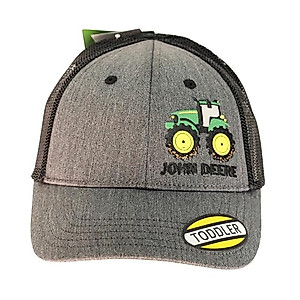 John Deere 3D Rubber Tractor Print Toddler Baseball Hat Cap-Charcoal-One Size