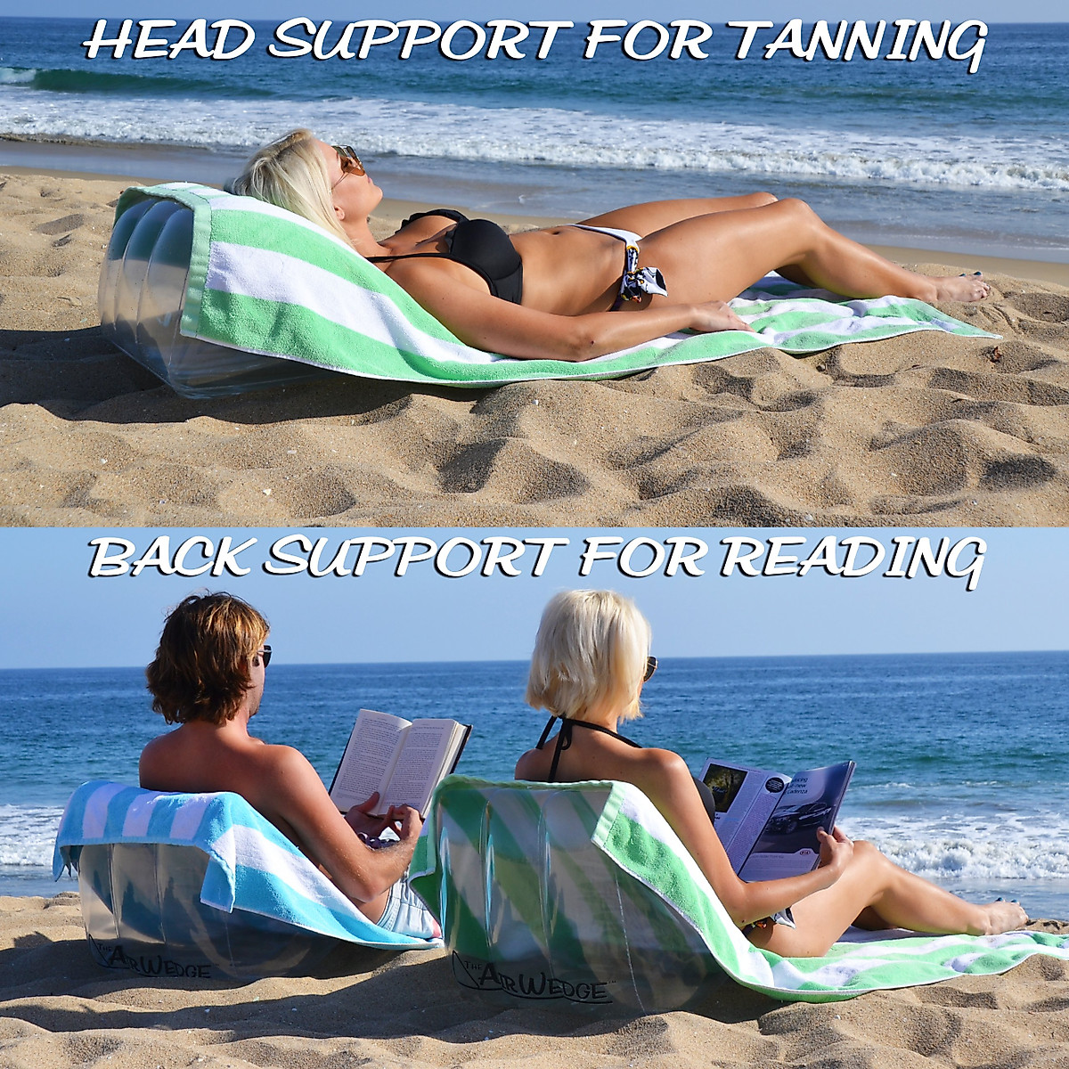 GoFloats AirWedge Inflatable Beach Chair - Relax with The Comfort of Air (2-Pack)