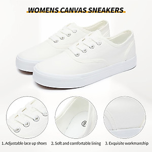 ZGR Women's Canvas White Shoes Classic Fashion Low Cut Sneakers(Canvas White.US8)