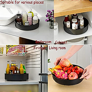 2 Pack Lazy Susan Organizers, Stainless Metal Sturdy Spice Rack with Turntable, Rotate Lazy Susan Seasoning Rack for Kitchen Pantry Cabinet Fridge Table Bathroom （10&8 Inch） Black