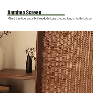 Bamboo Room Divider 4 Panel, Freestanding & Folding Privacy Screen with Swivel Casters, Office Weave Fiber Partition Wall Panels (Color : Brown, Size : Tall 170cm/67 in)