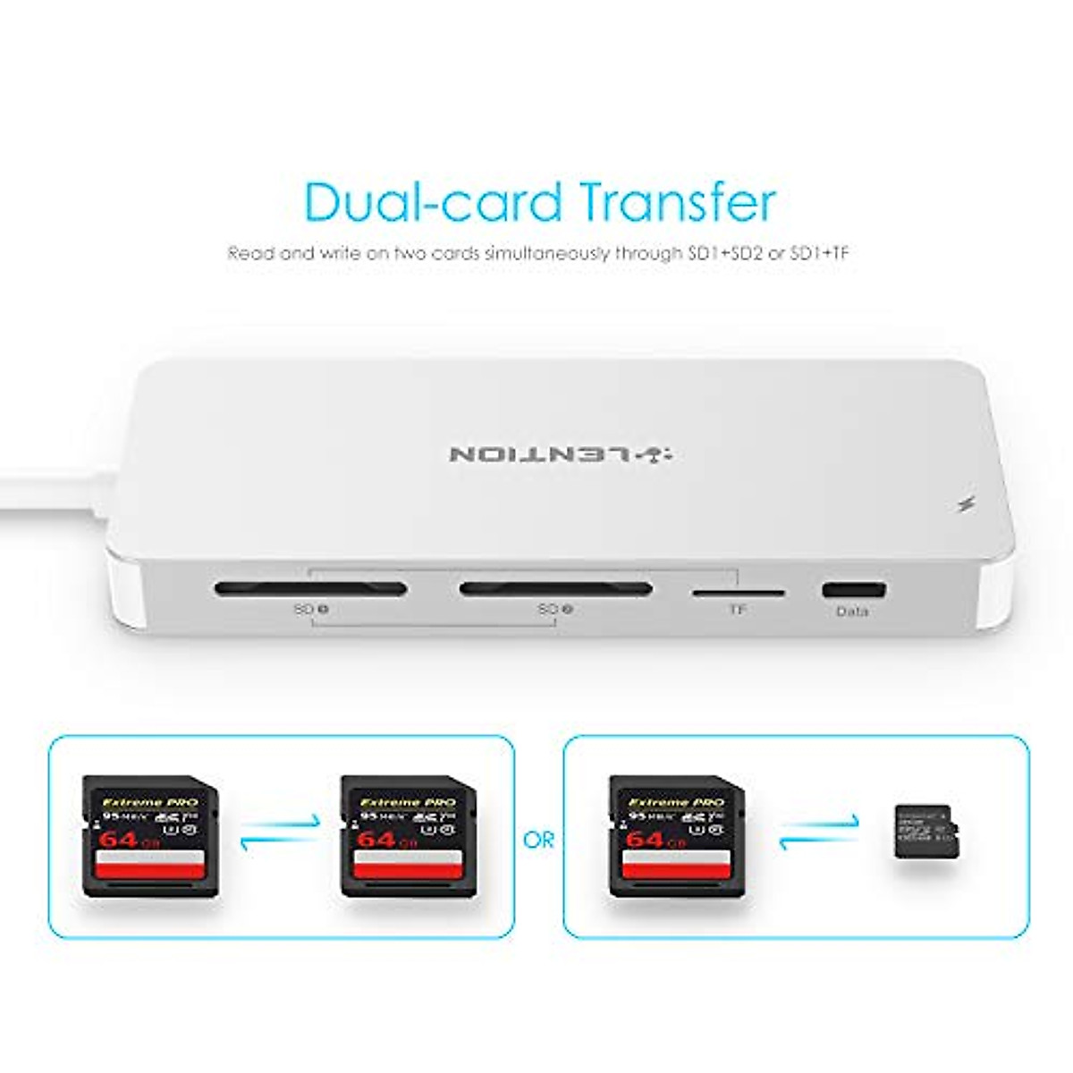 LENTION USB C Hub with 3-Slot Card Reader, 4K HDMI, USB 3.0, USB 2.0, Type C Data/Charging Compatible 2023-2016 MacBook Pro, New Mac Air/Surface, Stable Driver Certified Adapter (CB-C19, Silver)