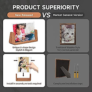 Komimaci 4x6 inch Picture Frames 2 Pack - Wooden Photo Frame with Wood of Beech Base and HD Plexiglas Cover for Tabletop or Desktop Display(4x6 inch, Horizontal & Vertical)