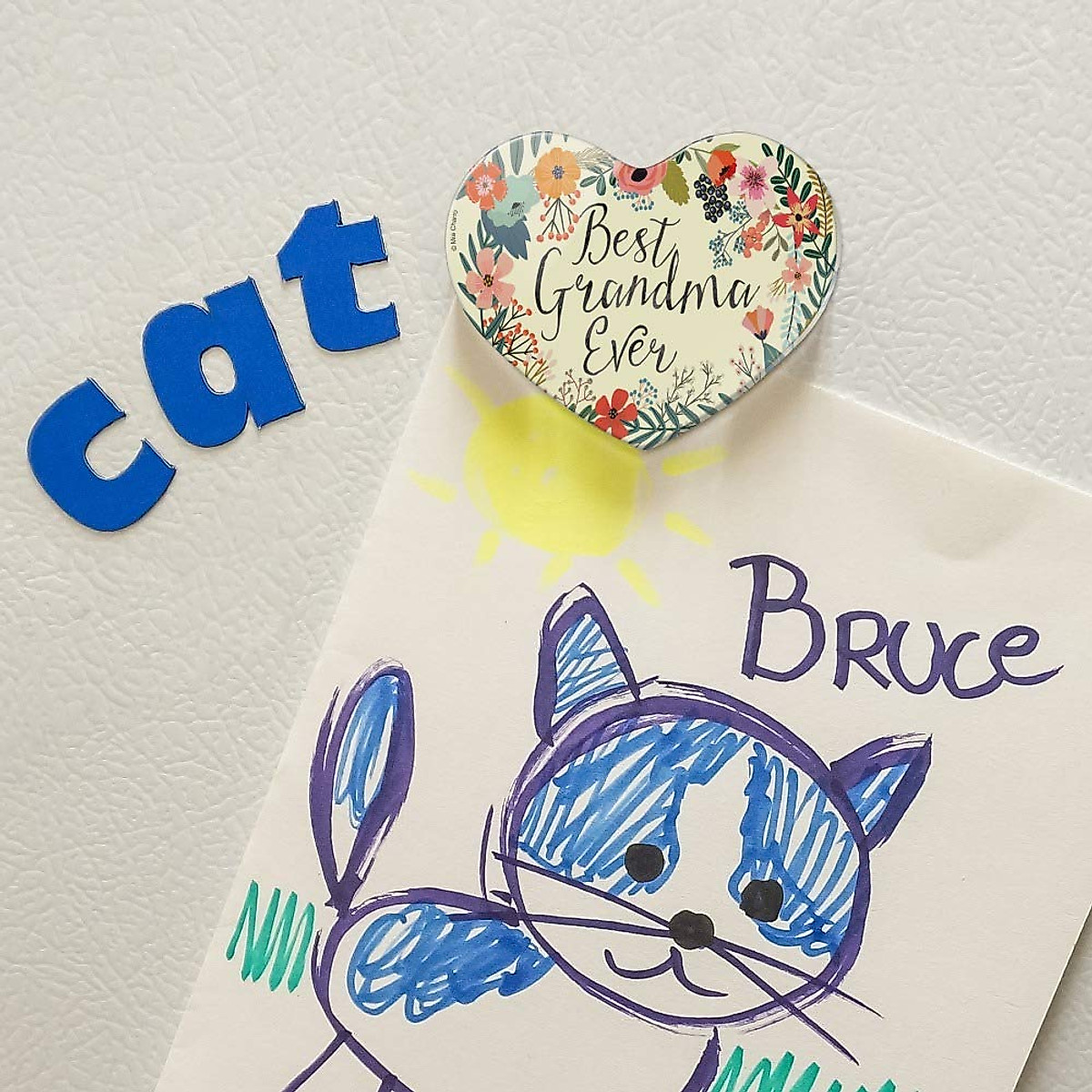 Best Grandma Ever Floral Heart Acrylic Fridge Refrigerator Magnet